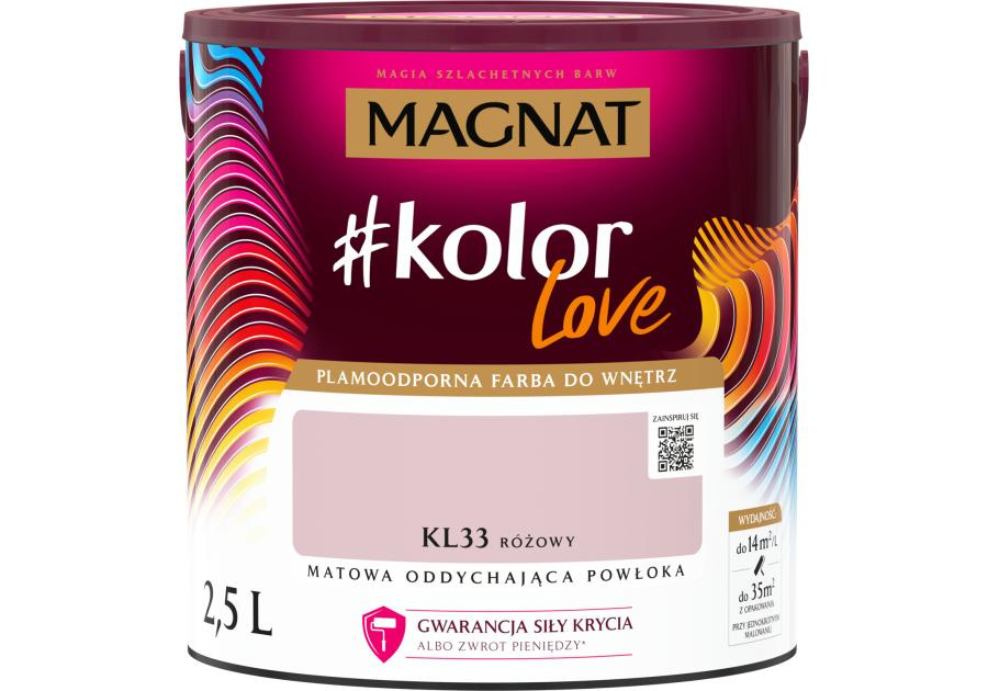 Farba do ścian i sufitów lateksowa MAGNAT #kolorLove KL33 różowy mat 2 ...