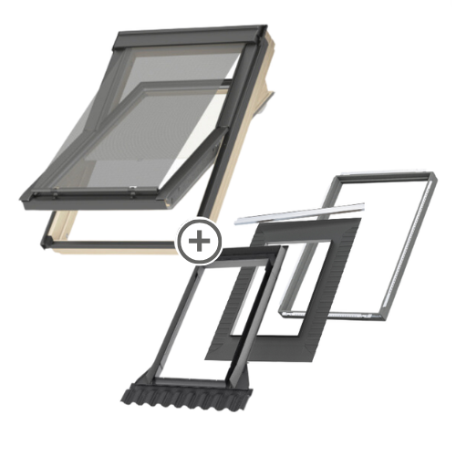 Zestaw okno dachowe VELUX GLL 1061B + kołnierz EDW 2000 + markiza MHL ...